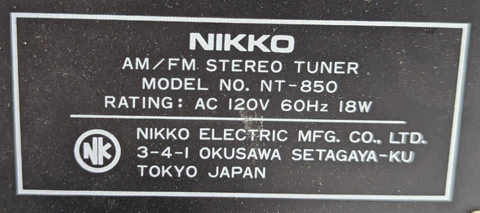 Nikko NT-850 AM/FM Analog Stereo Tuner - Vintage Hi-Fi Japan - Working ...