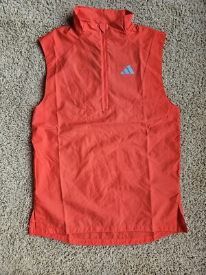 NEW Mens Small adidas ADIZERO HALF-ZIP RUNNING Ripstop Vest Bright ...