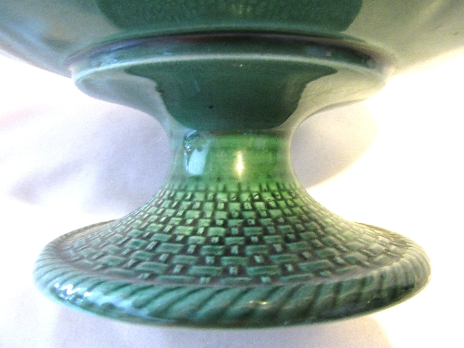 LDBC GERMANY MAJOLICA HIBISCUS GREEN FOOTED COMPOTE COMPORT ZELL BADEN ...