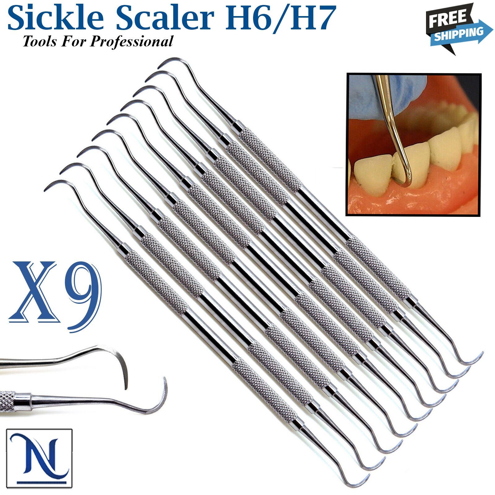 X9Dentist Pick Tool Sickle Scaler Set Of 3 H6/H7 Pro Dental Hand ...