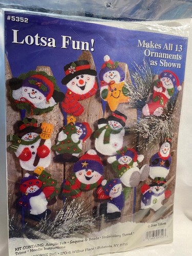 Design Works Crafts snowman felt set of 13 Christmas ornament kit 5352 ...