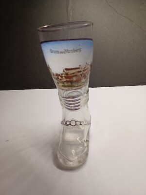 Vintage Gruss aus Nurnberg German Boot Cup Glass Gold Gilded Edge | eBay