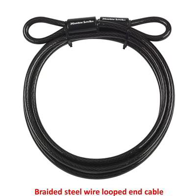 Master Lock Looped End Cable 3000 X 10mm 49EURD Black | eBay UK