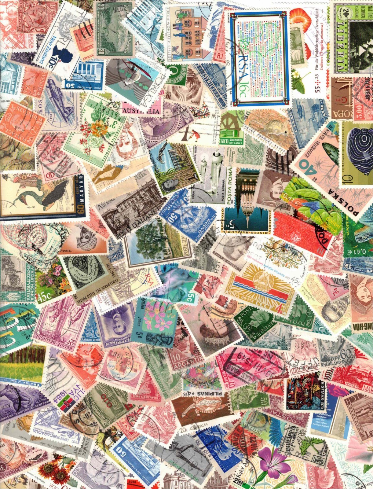Worldwide stamps 300 different , off paper, in perfect condition lot ...
