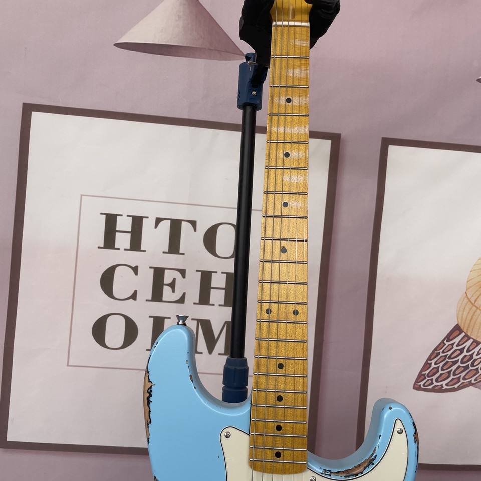 Handmade Vintage Relic Blue ST Electric Guitar SSS Pickups Maple ...