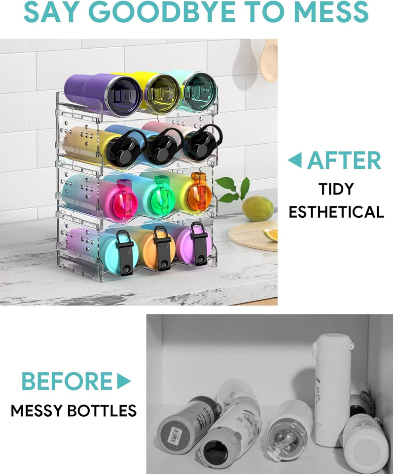 Water Bottle Organiser, Water Bottle Holder Plastic Stackable Water ...