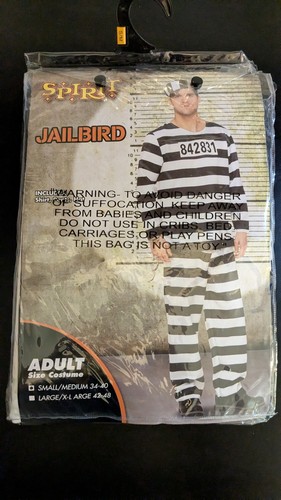 Spirit Halloween JailBird Prisoner Adult Small(34-40) Costume Shirt ...