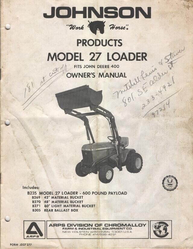 Garden tractor loader cyl rebuild kit Johnson 14(2"), 27, Kubota B219 ...