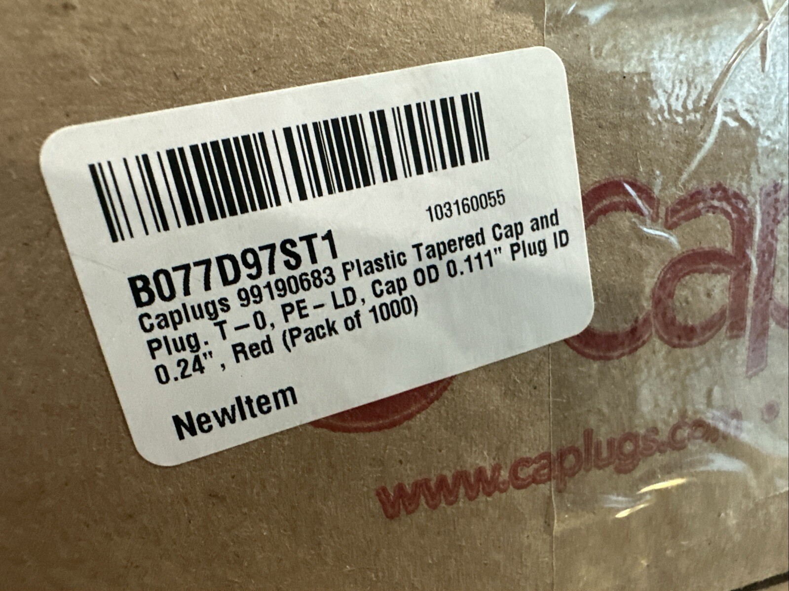 Lot of 3000 Caplugs 99190683 Plastic Tapered Cap and Plug T-0, PE-LD 0. ...