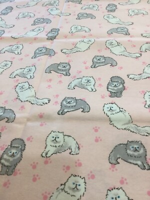 Cat Flannel Fabric 1 Yard | eBay