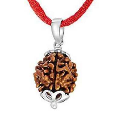 Three Faced Teen Mukhi Nepali Rudraksha Beads 925 Silver Pendant Locket ...