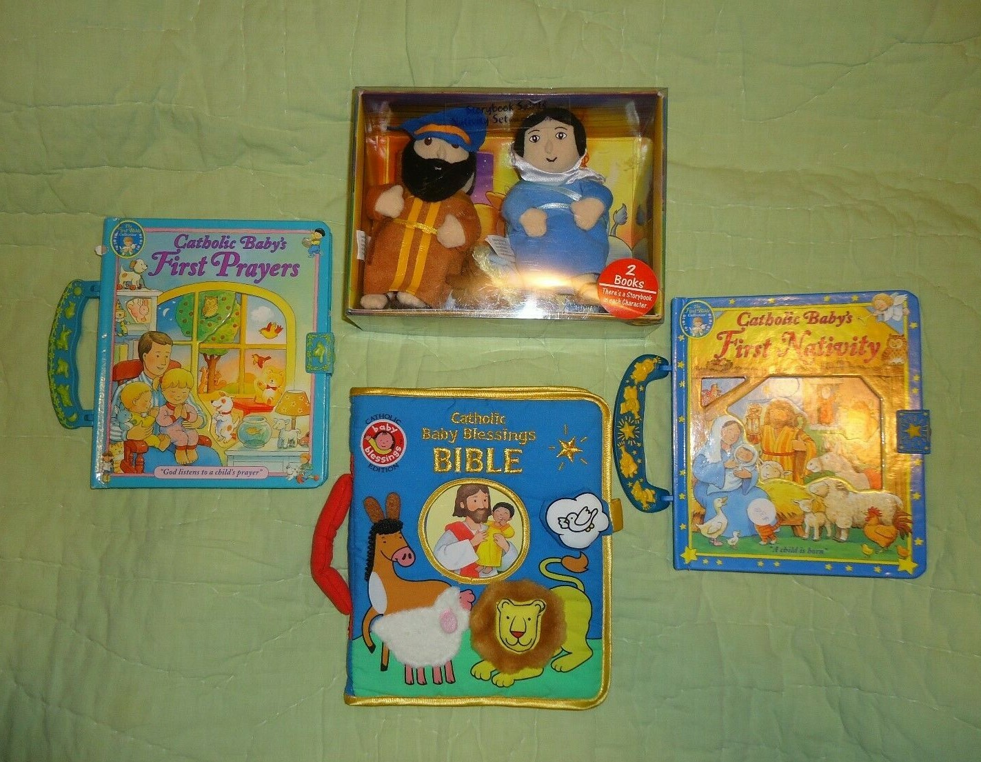 Lot of 4 Catholic Baby Books*Bible*FIrst Prayers*Nativity Set*Dolls ...
