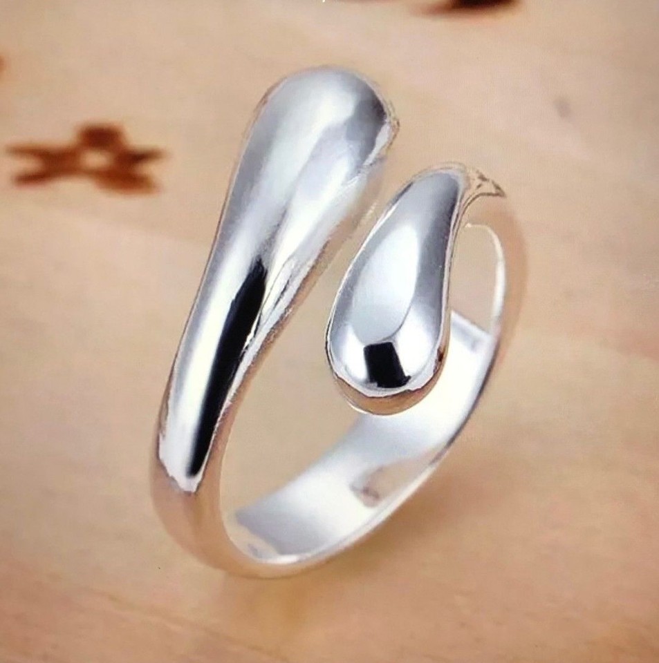 silver plated Ring Fine Fashion Double Round Head Jewelry Ring Women ...