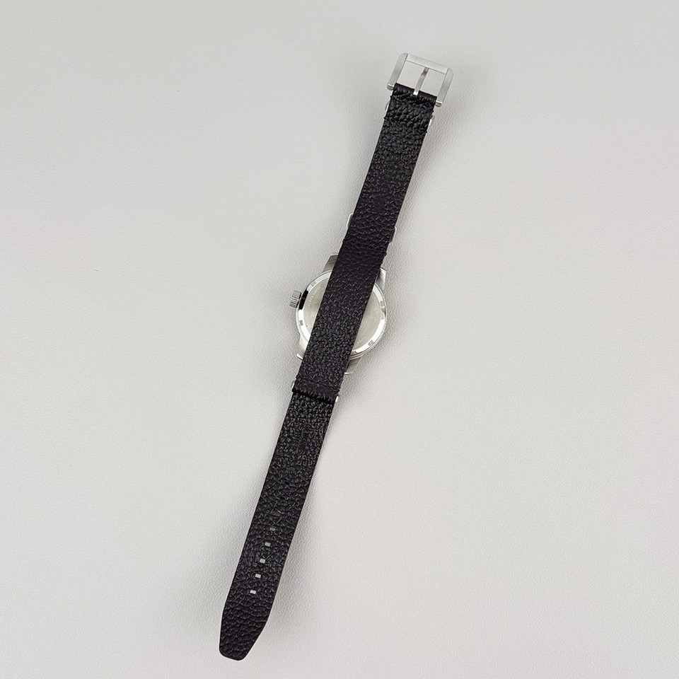 Bulova Hack 96A246 Men's Ivory Dial Black Leather Strap Automatic Watch ...