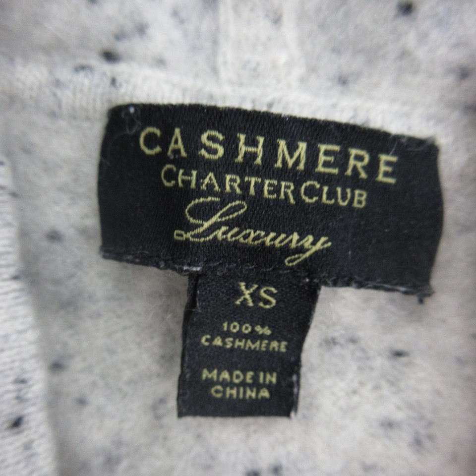 Charter Club Cashmere Sweater Womens XS White Hooded Knit Pullover ...