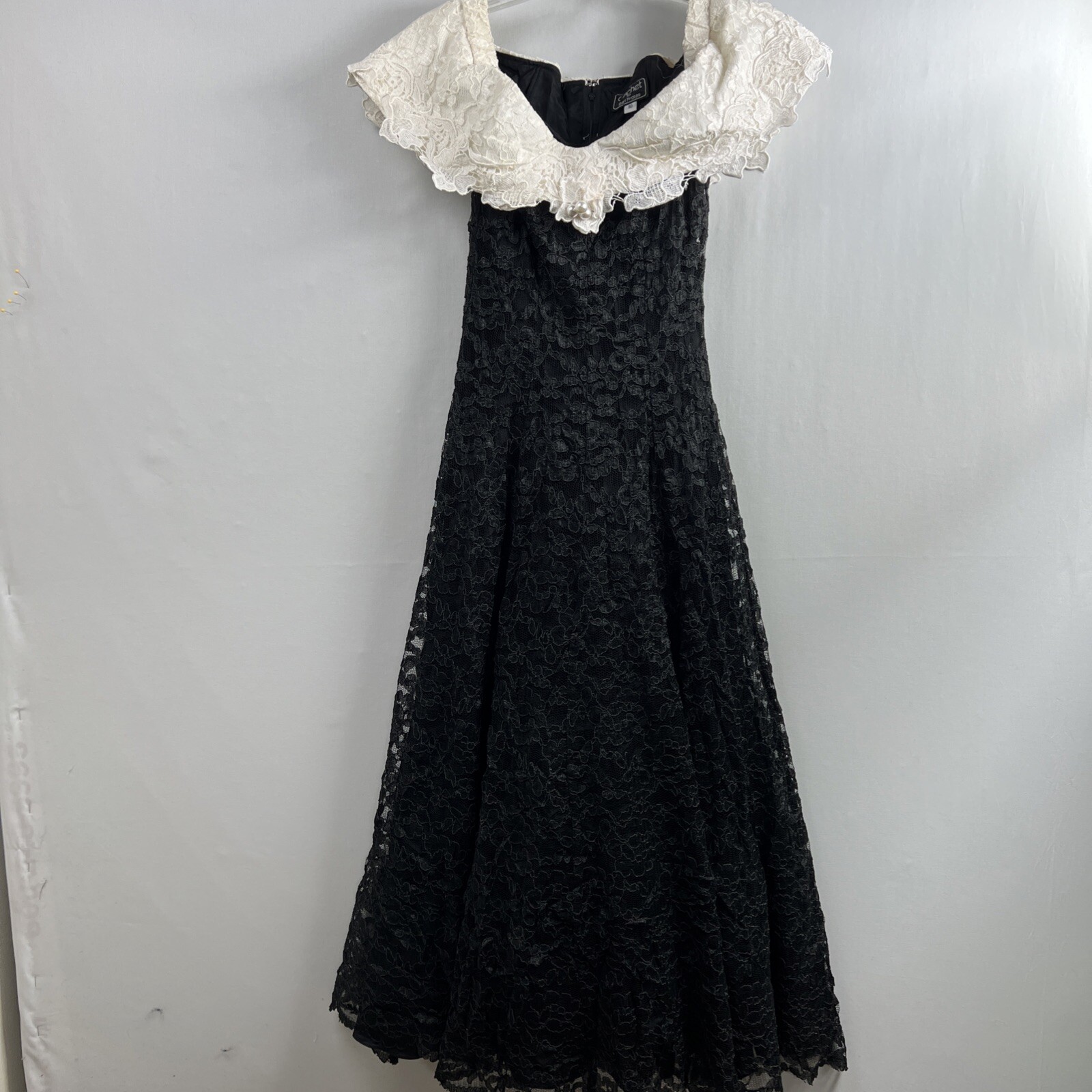 Cachet Bari Protas 80s Maxi Dress Women lace Black Ro… - Gem