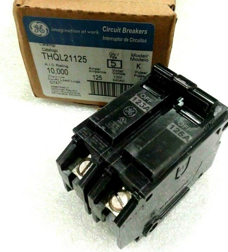 THQL21125 GE 2 POLE 125 AMP 240V PLUG IN THQL CIRCUIT BREAKER DOUBLE ...