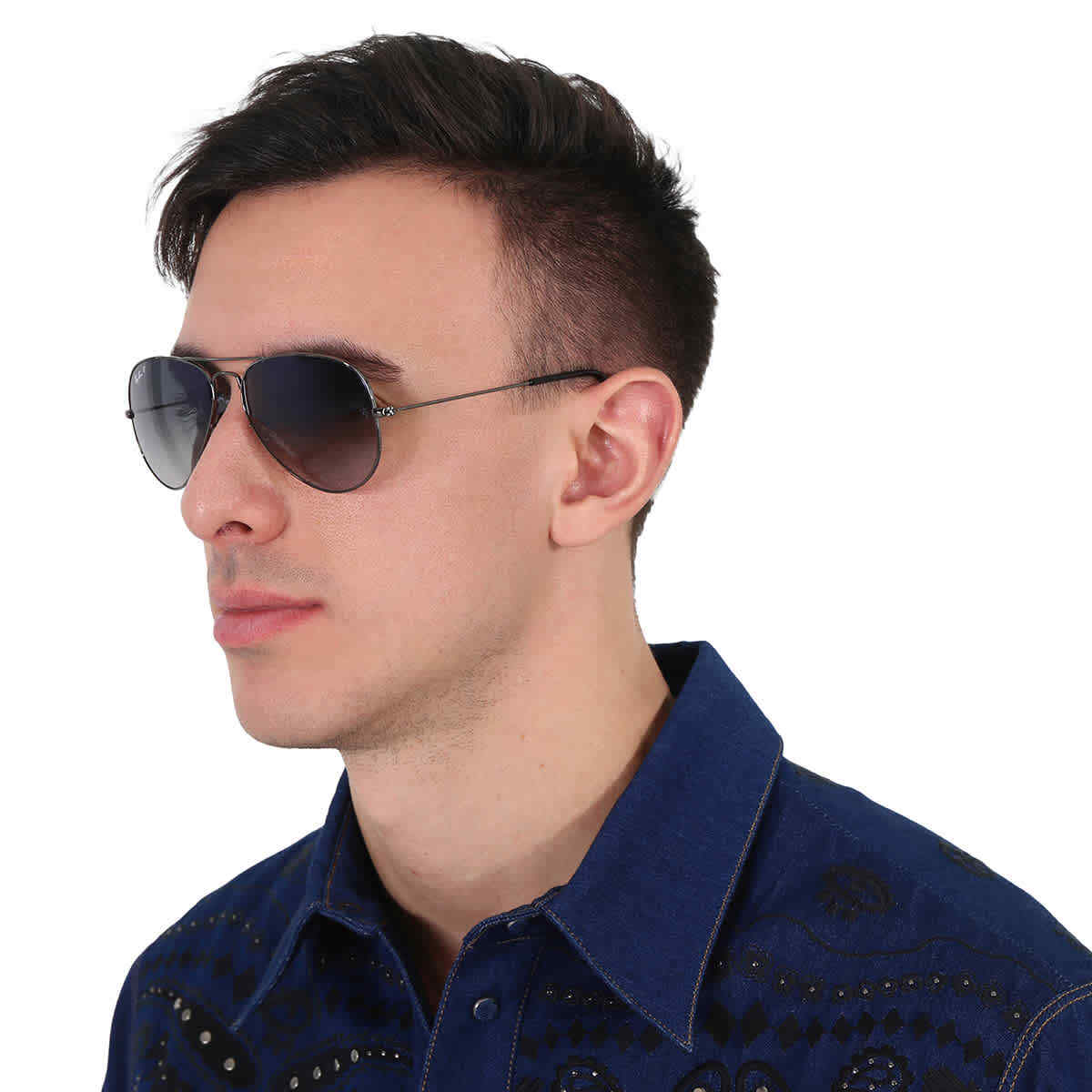 Ray-Ban Aviator Gradient Unisex Blue/Grey Lens Gunmetal Sunglasses ...