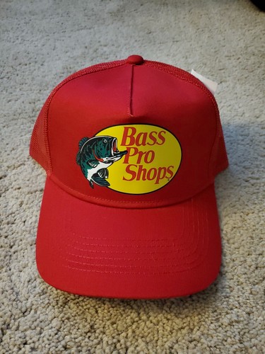 Bass Pro Shops Hat Mesh Adjustable SnapBack Trucker Baseball Cap Red ...