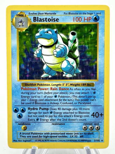 1999 Blastoise Shadowless Base Set #2 Holo Rare Pokémon Card 2nd Print ...