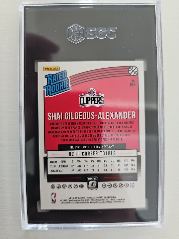 🔥SHAI GILGEOUS ALEXANDER 2018 Panini Donruss Optic SGC 10 RC | eBay