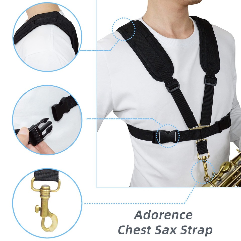 Saxophone Harness Strap, Padded Shoulder & Chest Sax Strap for Baritone ...
