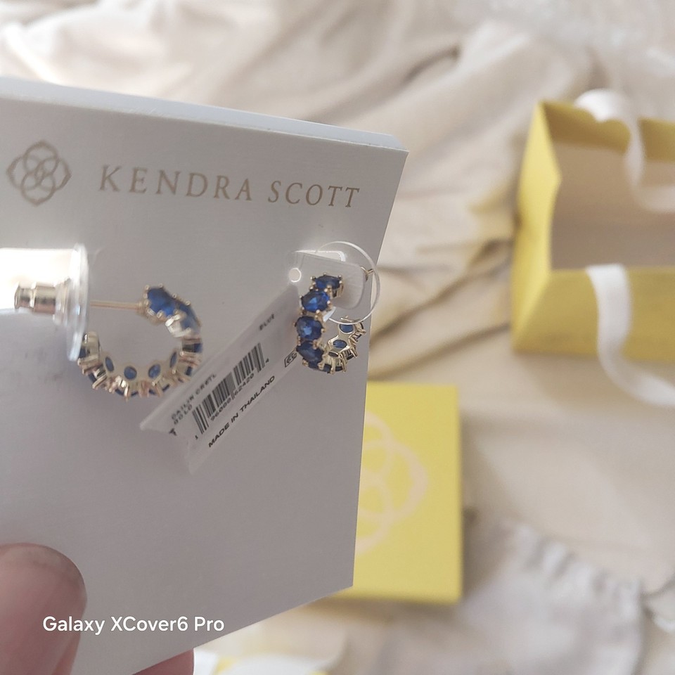 Kendra Scott Blue Cuff Earrings Gold | eBay
