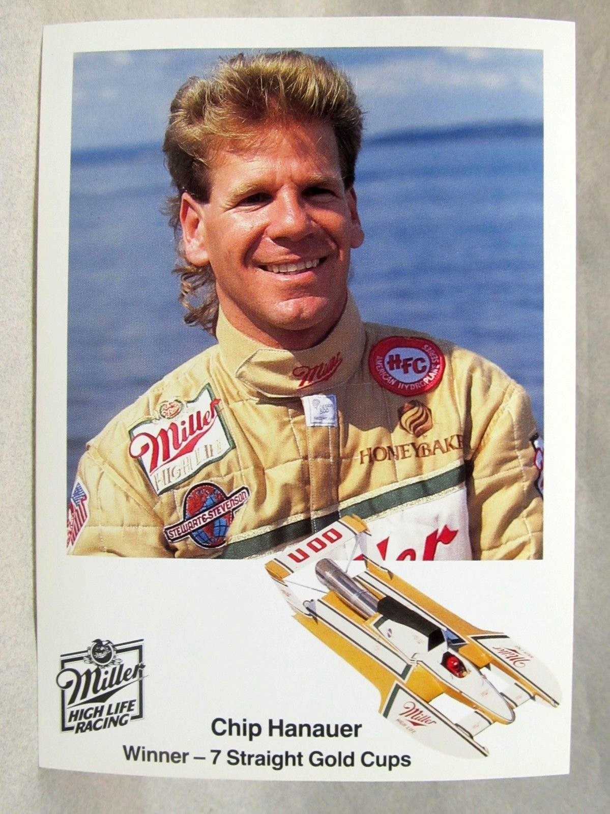 MILLER CHIP HANAUER promo color card picture print hydroplane boat ...