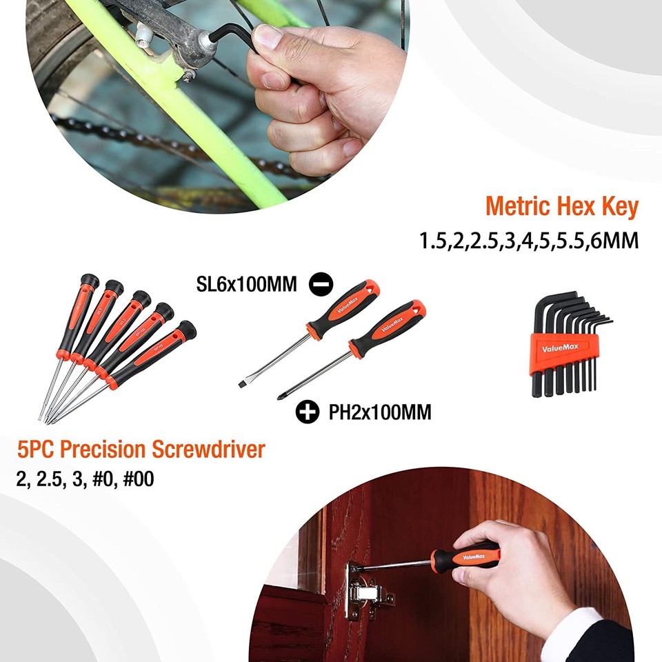 VALUEMAX 219Piece Home Tool Set General Basic Household Repairing Tool ...