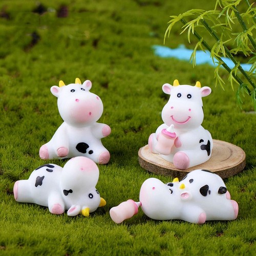 Home Decoration Little Statue Cow Figurines Animal Model Miniature ...
