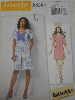 Fitted Dress Misses Size 6-14 Butterick 6567 Sewing Pattern | eBay