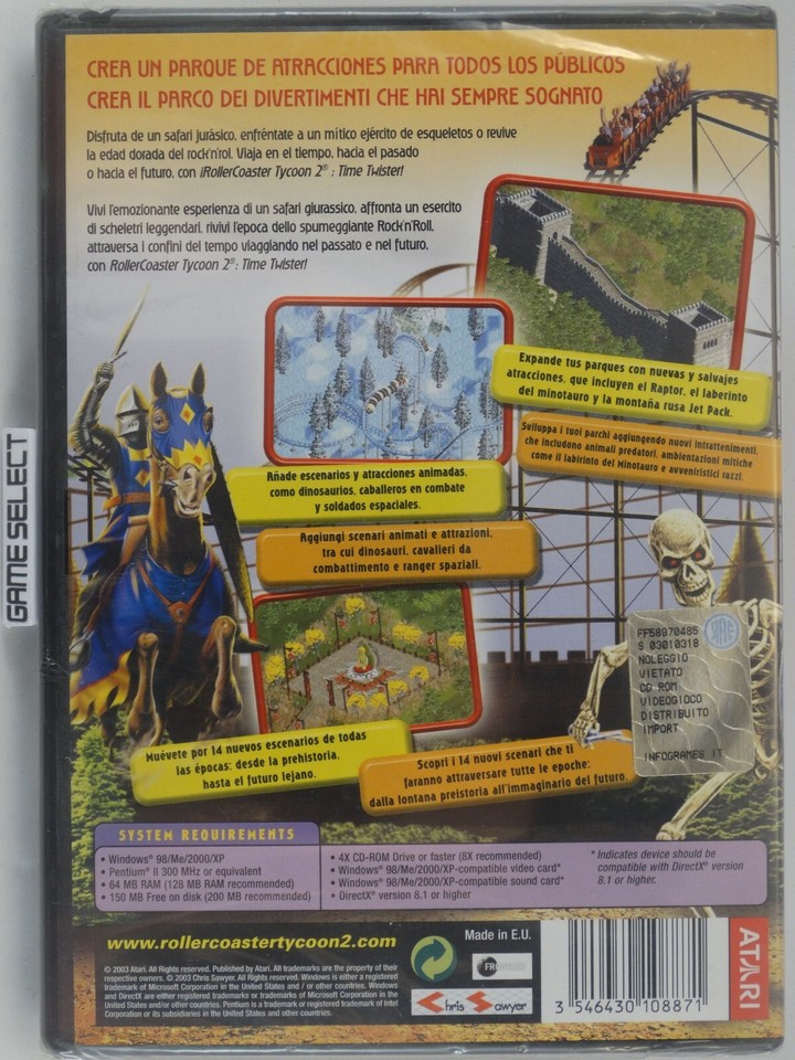 Rollercoaster Tycoon 2 time Twister Expansion Pack PC Computer Esp ...