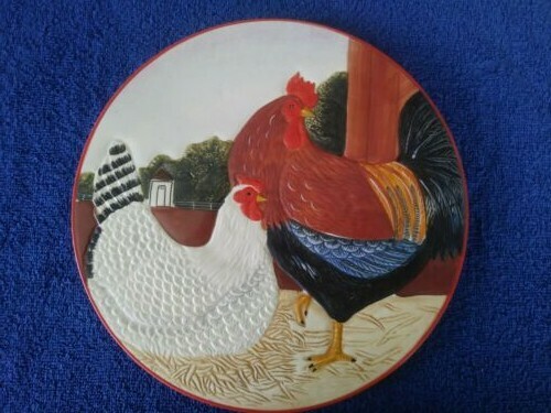Noble Excellence Earthenware " Chicken Scratch" Rooster Trivet NIB 9.5 ...