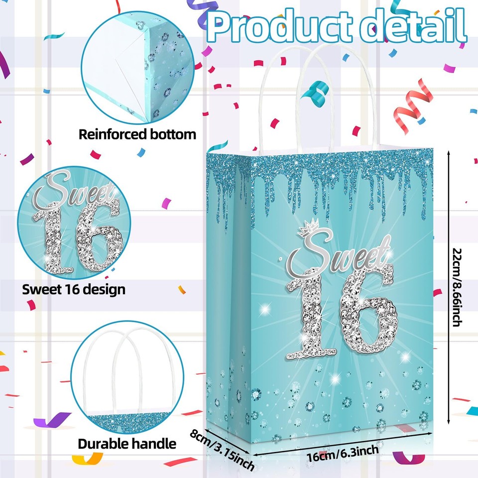18 Pcs Sweet 16 Party Favors Sweet 16th Birthday Gift Bags Goodie Candy ...