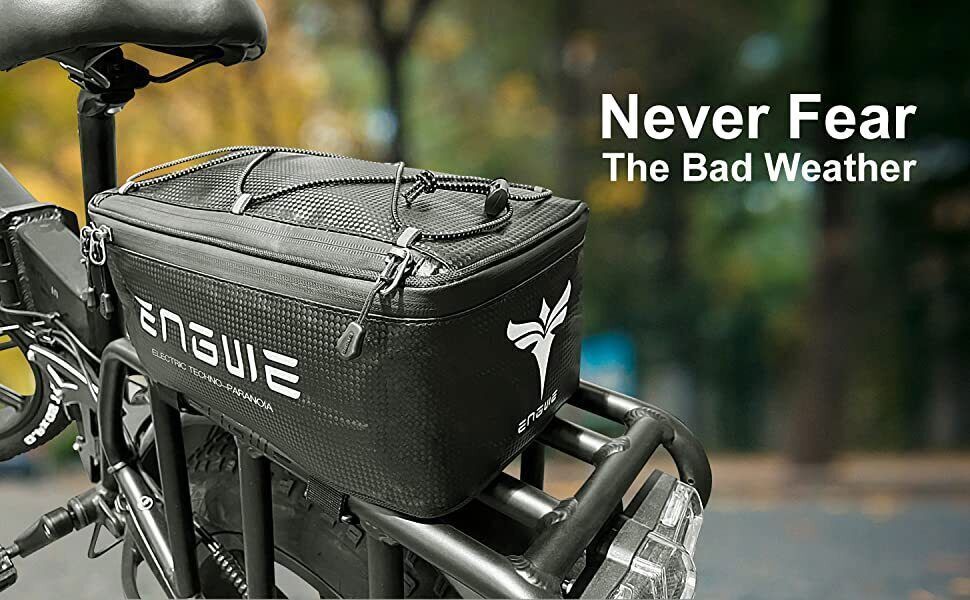 ENGWE Rainproof Leather Bicycle Tail Seat Bag MTB Saddle Bag with Rain ...