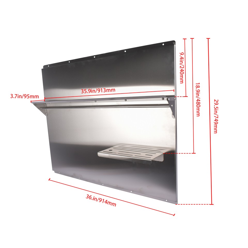 Backsplash Shelf Stainless Steel Kitchen Range Hood Wall Tile Shield ...