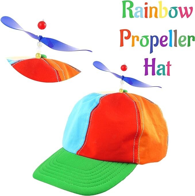 HELICOPTER CLOWN HAT Adult Propeller Cap Rainbow LGBT Pride Fancy Dress ...