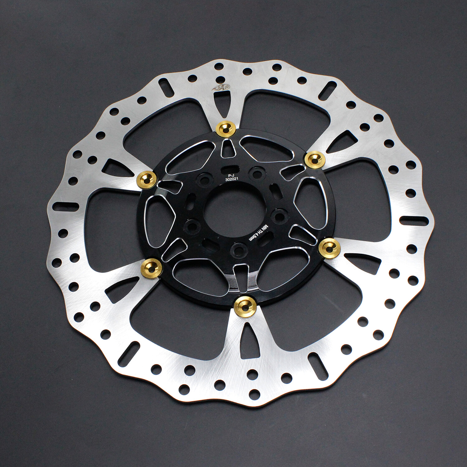 14" Black Gold Front Brake Rotor w/Caliper Bracket for Harley 09-later ...