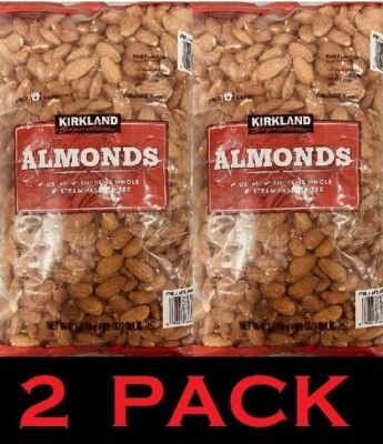 2x KIRKLAND Signature #1 US Steam Pasteurized Almonds 48 oz Bag 3 lbs ...