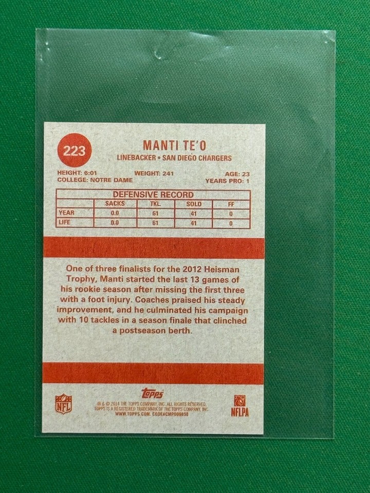 2014 Topps Football 1963 Mini #223 Manti Te'o | eBay