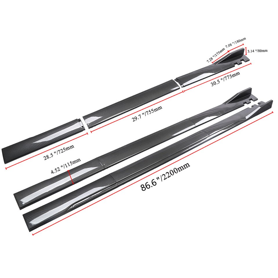 Carbon Fiber Front Bumper Lip Spoiler & Side Skirt For 01-23 GMC Sierra ...