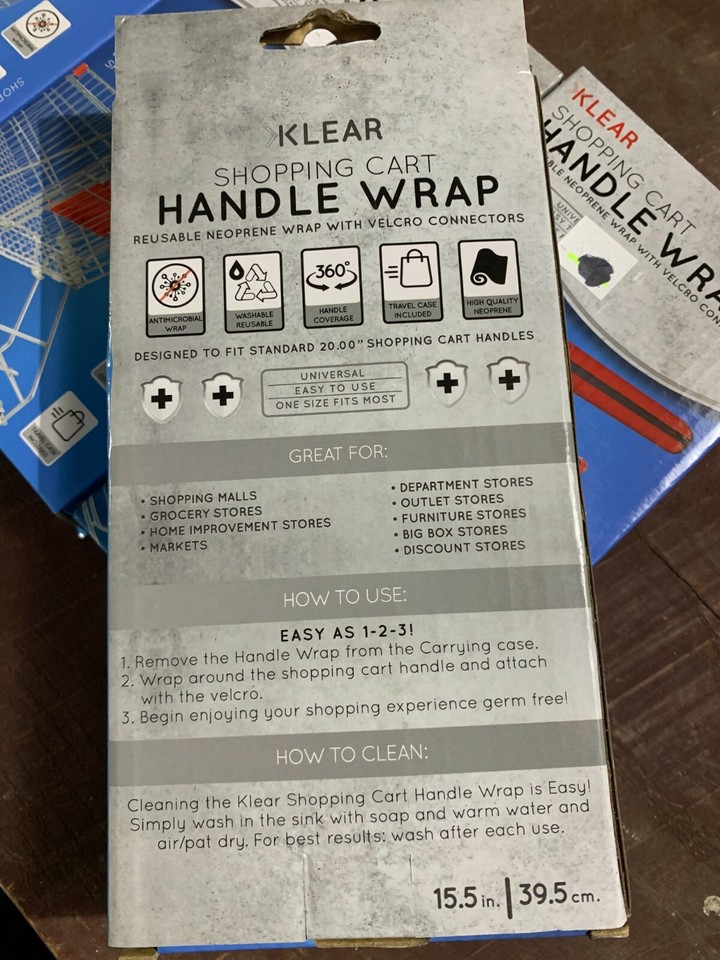 NEW 5-pack LOT Klear Shopping Cart Handle Wrap Germ Guard Antimicrobial ...