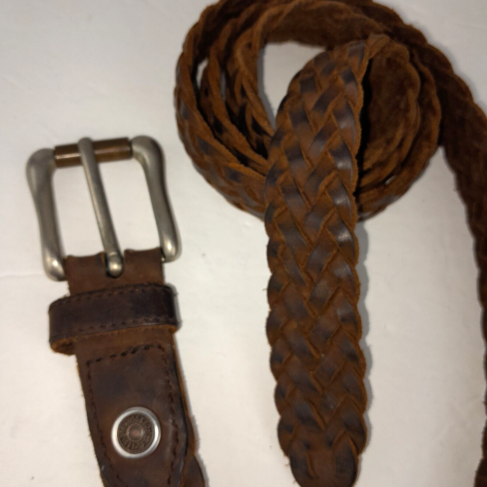 Levi's Braided Belt Mens 40 Genuine Leather Brown Levi Strauss Western ...