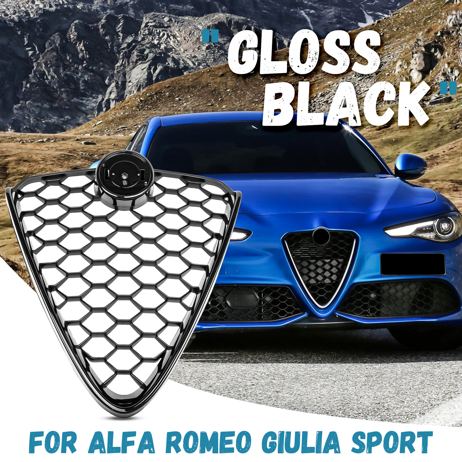 For 2016+ Alfa Romeo Giulia Sport Gloss Radiator Grill Front Bumper ...