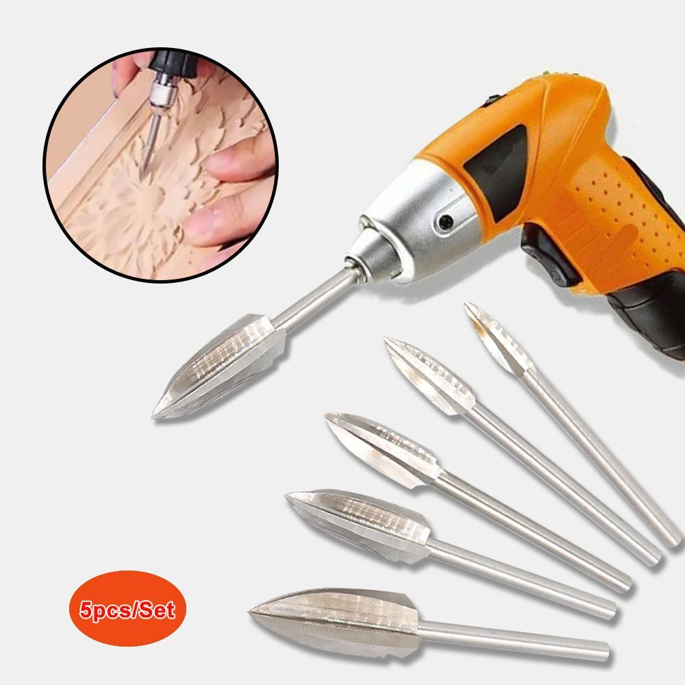 5 PCS/Set Wood Carving And Engraving Drill Bit Milling Cutter Carving ...