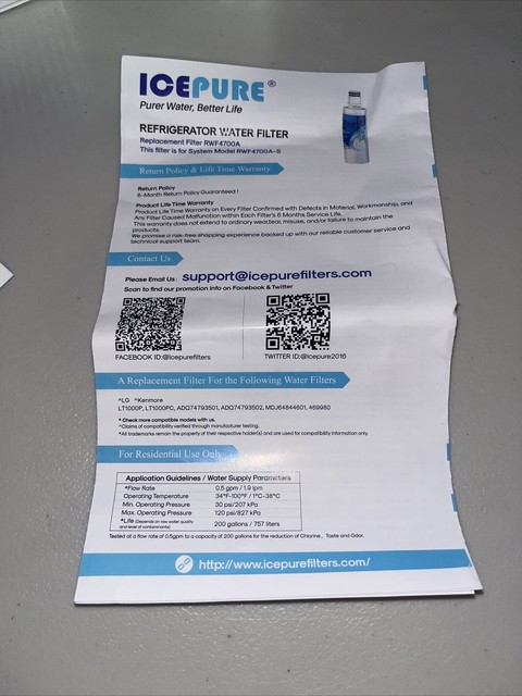 IcePure RWF4700A Refrigerator Filter - 4 Pack for sale online | eBay