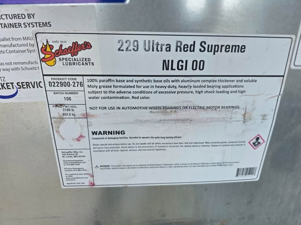 Schaeffer’s 229 Ultra Red Supreme NLGI 00 grease - 250 Gallons | eBay