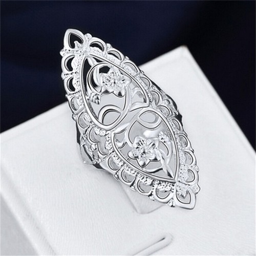 Fashion Cute 925 Sterling Silver Filled Hollow Big Ring Ladies Women ...