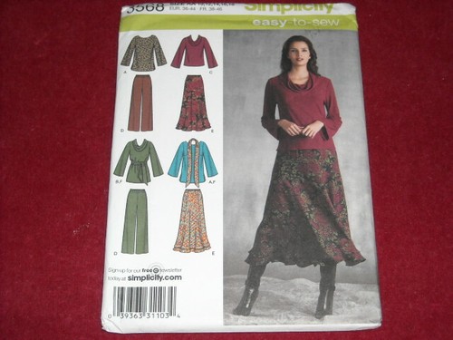 💐 SIMPLICITY #3568 - LADIES TWO LENGTH TOP-PANTS-SKIRT-SCARF PATTERN 10 ...