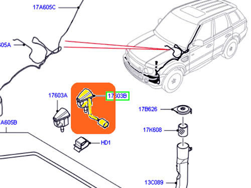 LAND ROVER WINDSHIELD WASHER JET HEATED RANGE ROVER SPORT LR3 LR4 OEM ...